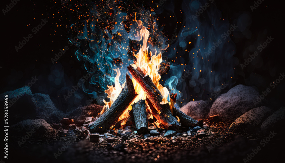 Campfire fire flames, generative Stock Illustration | Adobe Stock