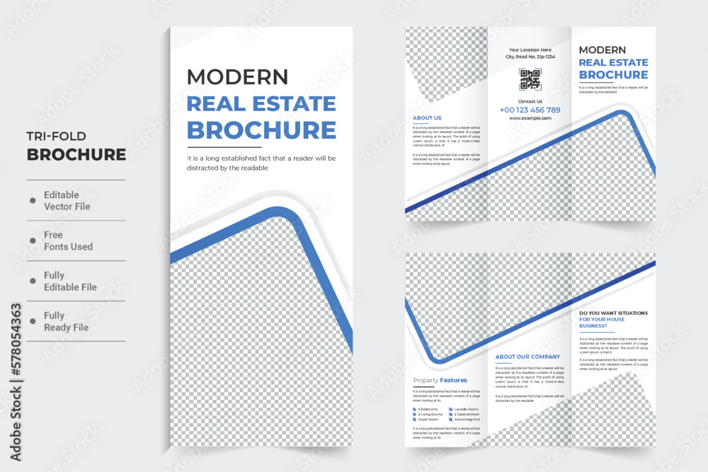 Home selling business tri fold brochure design with photo placeholders ...