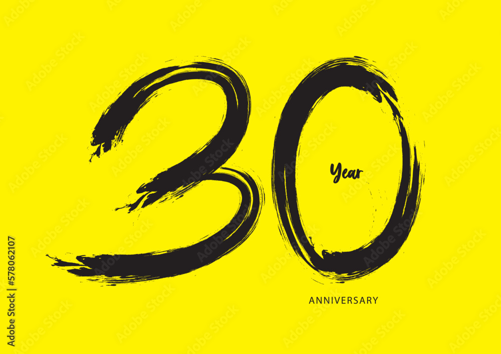 30 year anniversary celebration logotype on yellow background, 30 ...