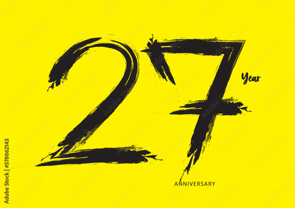 27 year anniversary celebration logotype on yellow background, 27 ...