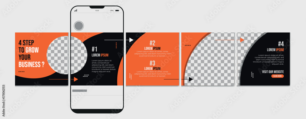 Carousel Template Social Media Post Design, Set Of Instagram Carousel ...
