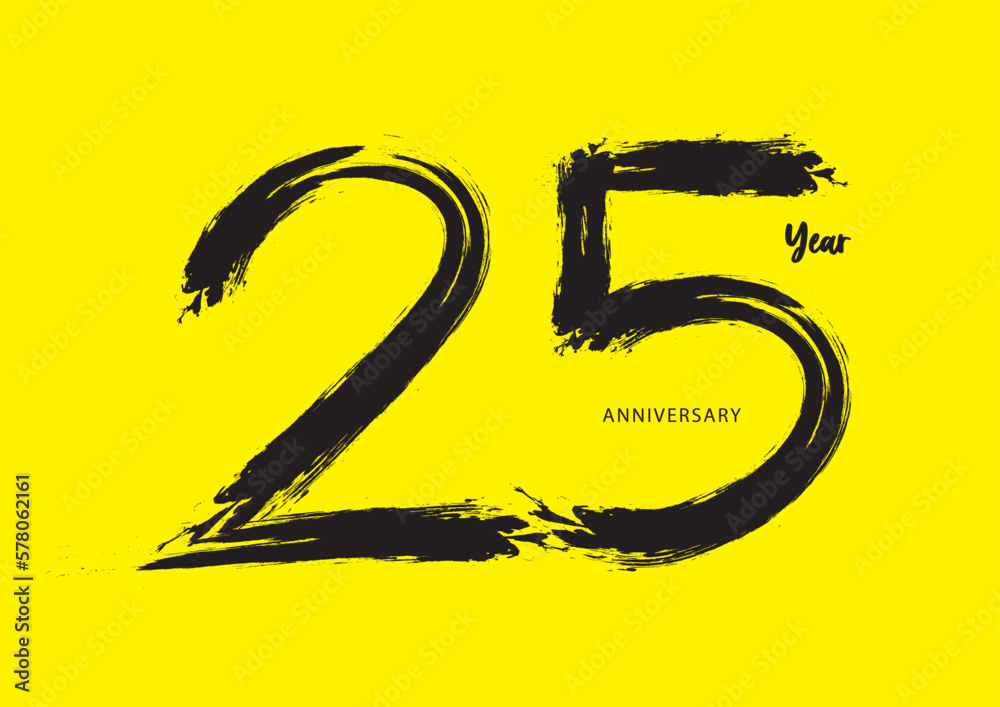 25 year anniversary celebration logotype on yellow background, 25 ...