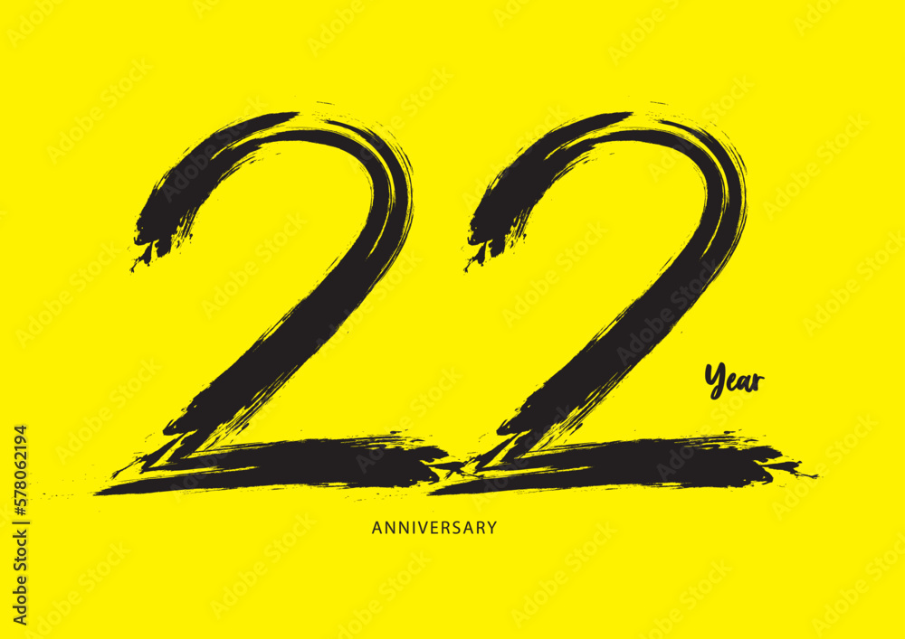 22 year anniversary celebration logotype on yellow background, 22 ...