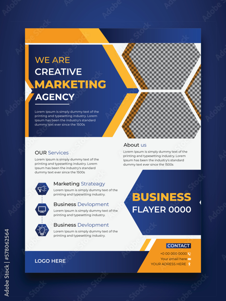 Corporate business flyer template design. Royal blue gradient and ...