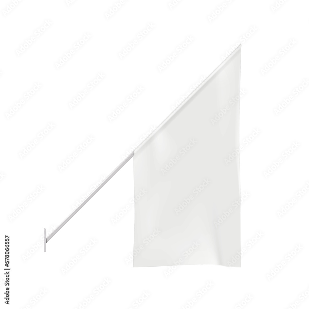 Vecteur Stock Blank flag on wall mounted angled flagpole isolated on ...