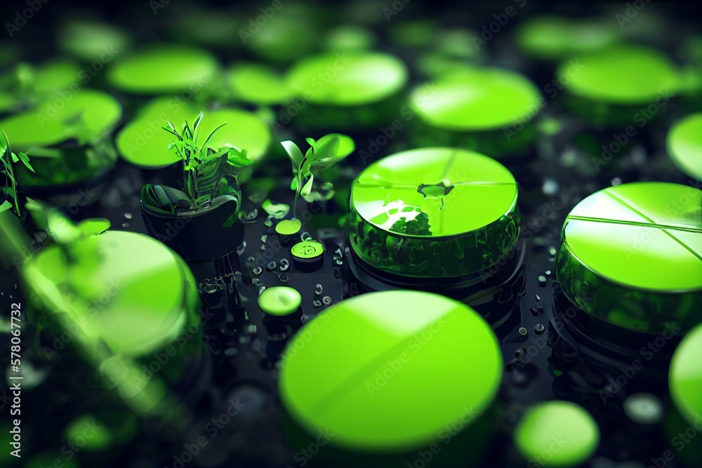 Recycle Green technology concept. Robot pressing button on screen 3d ...