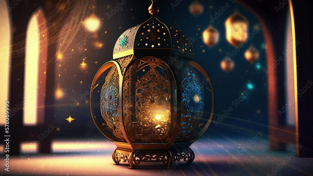 Vidéo Stock animated islamic ramadan background , golden ramadan lamp ...