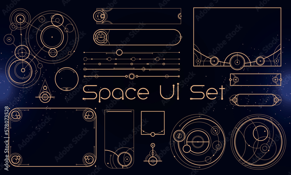 Set of Tribal User Interface Elements. Space ethnic HUD. Good for game UI. Vector Illustration ...