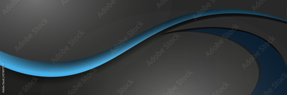 Vector blue line background curve element with black space for text and ...