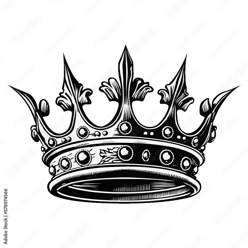 King crown vector Illustration hand drawn on white. Crown isolated ...