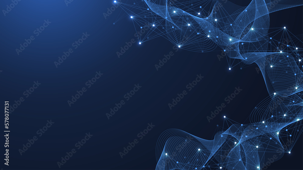 Technology abstract lines and dots connection background. Connection digital data and big data ...