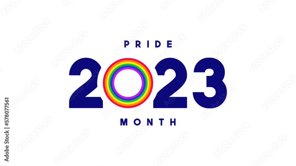 Pride Month 2023 logo template. Vector symbol of LGBTQ event 2023 with ...