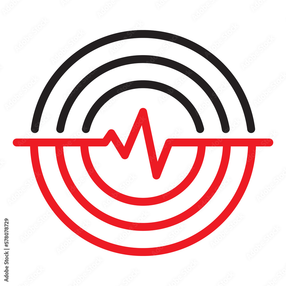 Circle Target Epicenter Location and ekg icon. Earthquake Map Alert ...