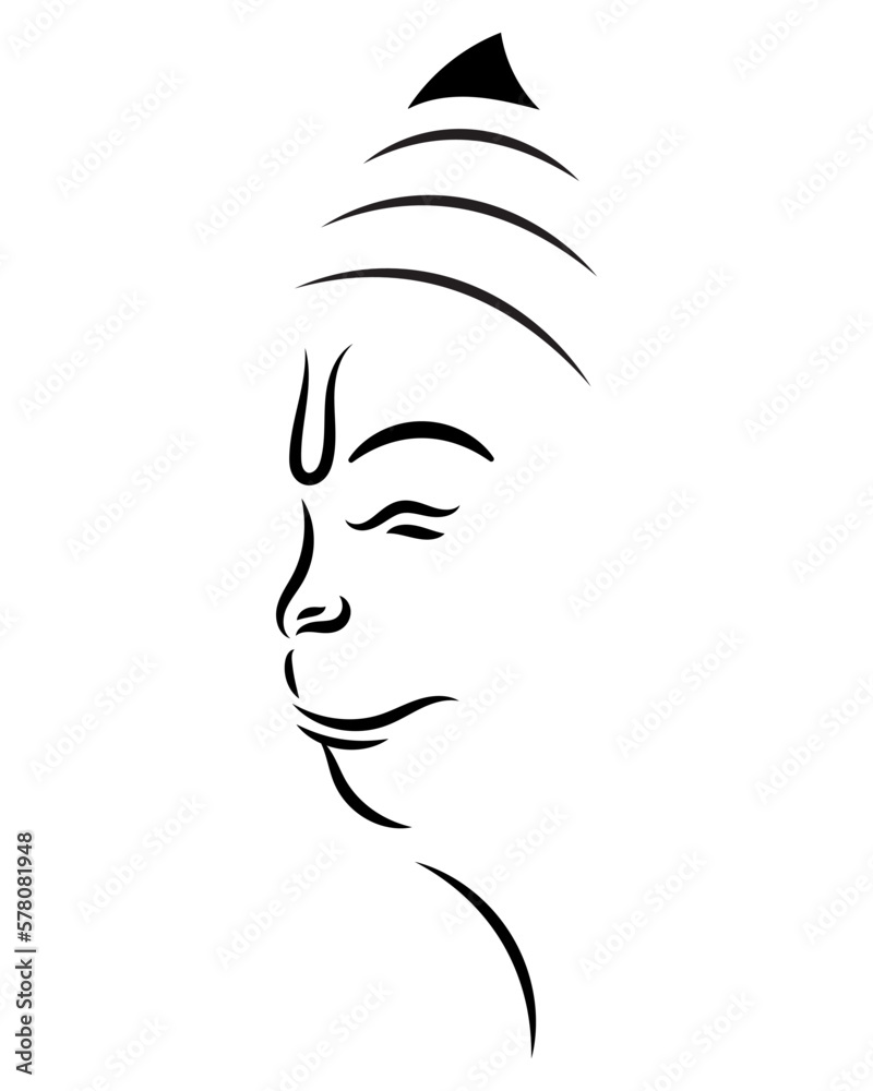 silhouette of Lord Hanuman face vector illustration Stock Vector ...