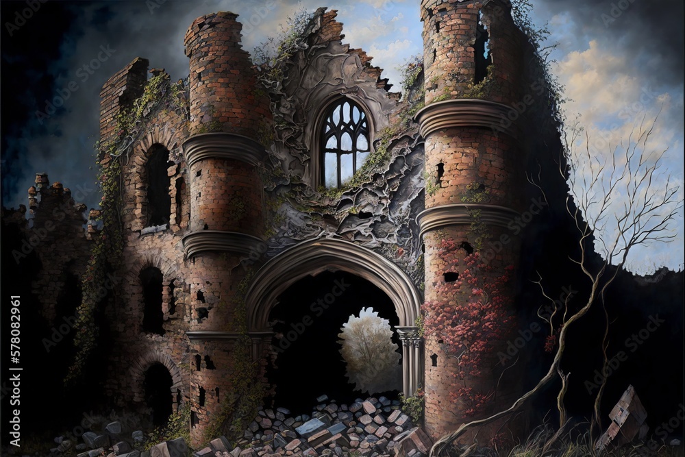 Abandoned Derelict Castle Consumed by the Passing of Time Stock ...