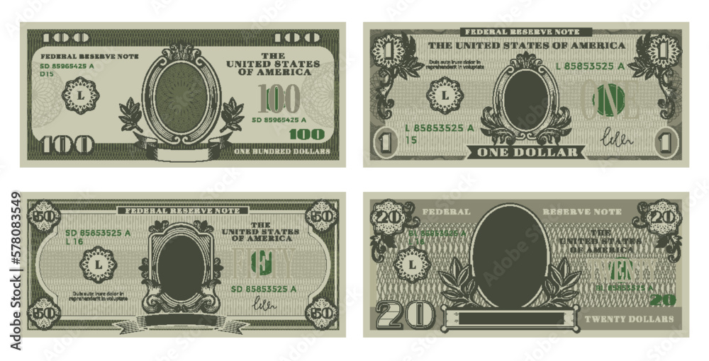 Money template. Ornate symbols for dollars design recent vector fonts ...