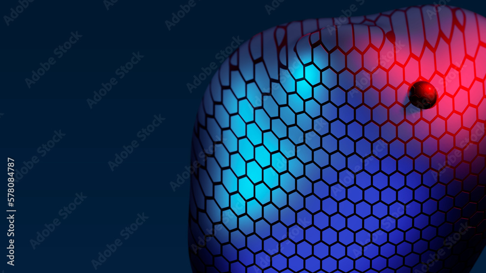 Abstract neon multicolored metaball with scale reptile texture meta ...