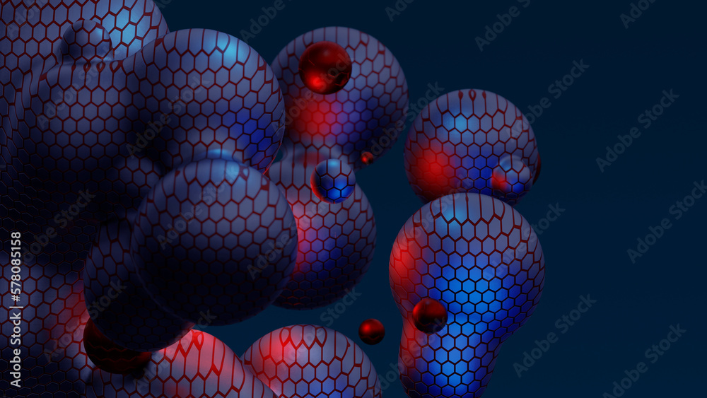 Abstract neon multicolored metaball with scale reptile texture meta ...