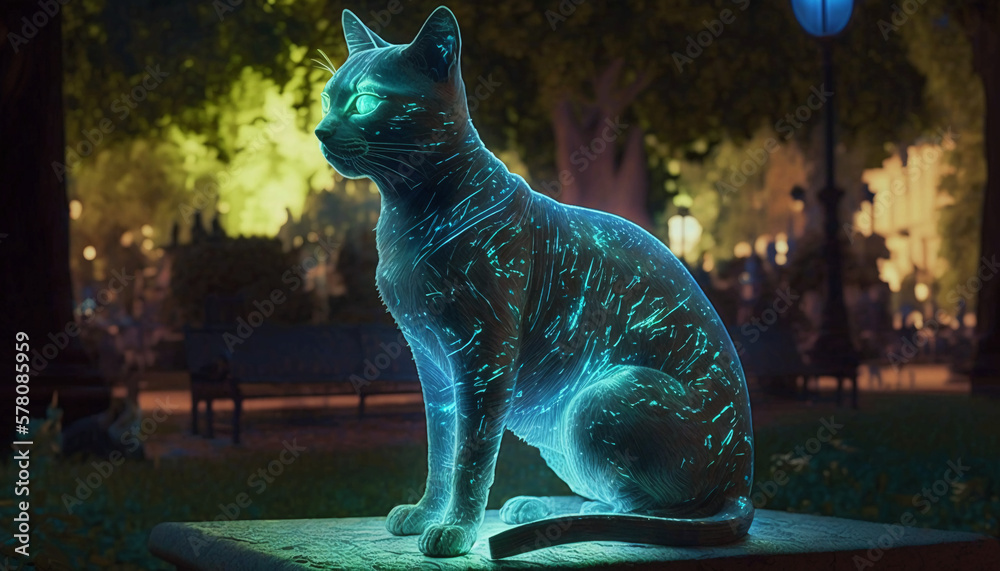 Gallogram cat in the park, woods, beautiful cat in nature digital ...