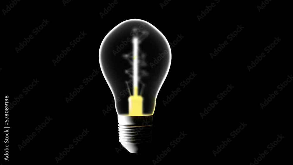 Animated Light Bulb Isolated with alpha channel. Seamless loop. Idea ...