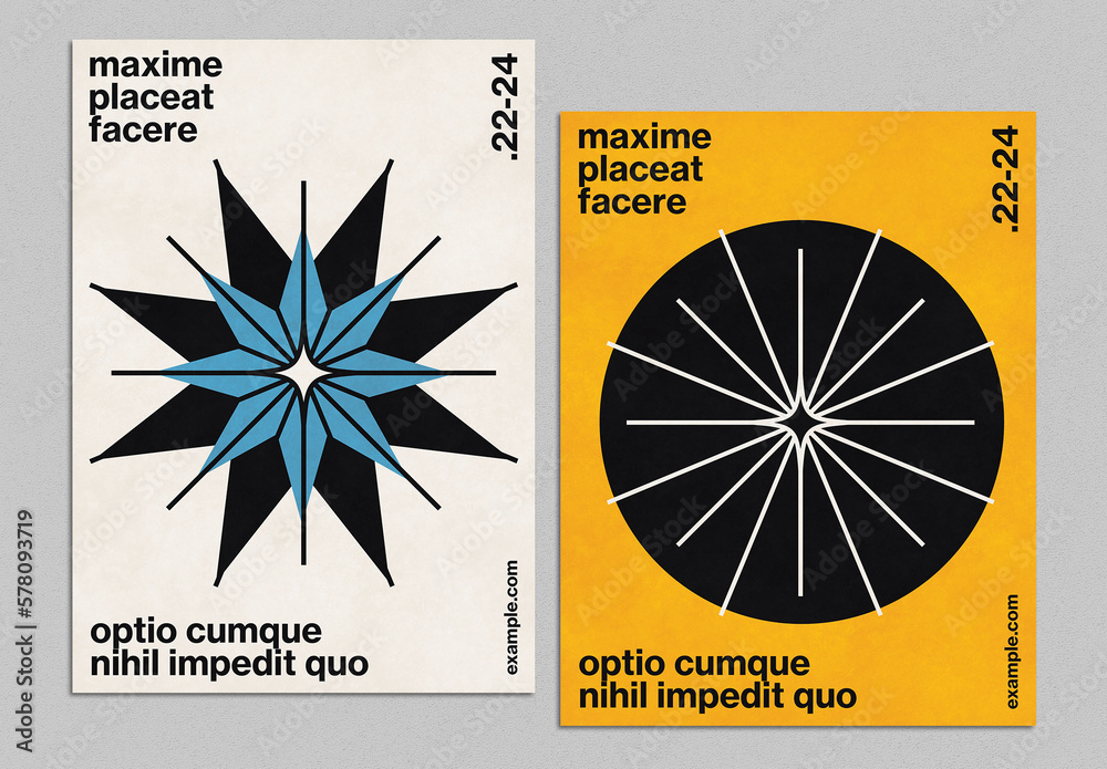 Minimalistic Posters Layout with Flat Geometric Composition Stock ...