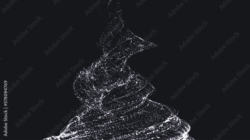 Tornado, abstract digital swirl. Rotating swirling shapes particles ...