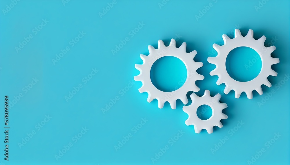 Blue Background with Three White Gears or Cogwheels: Symbolizing ...