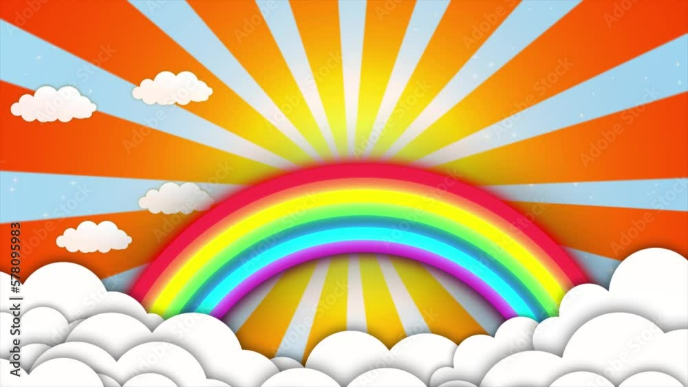 Stockvideo Cartoon Rainbow, Cloud And Sun Background Animation With ...