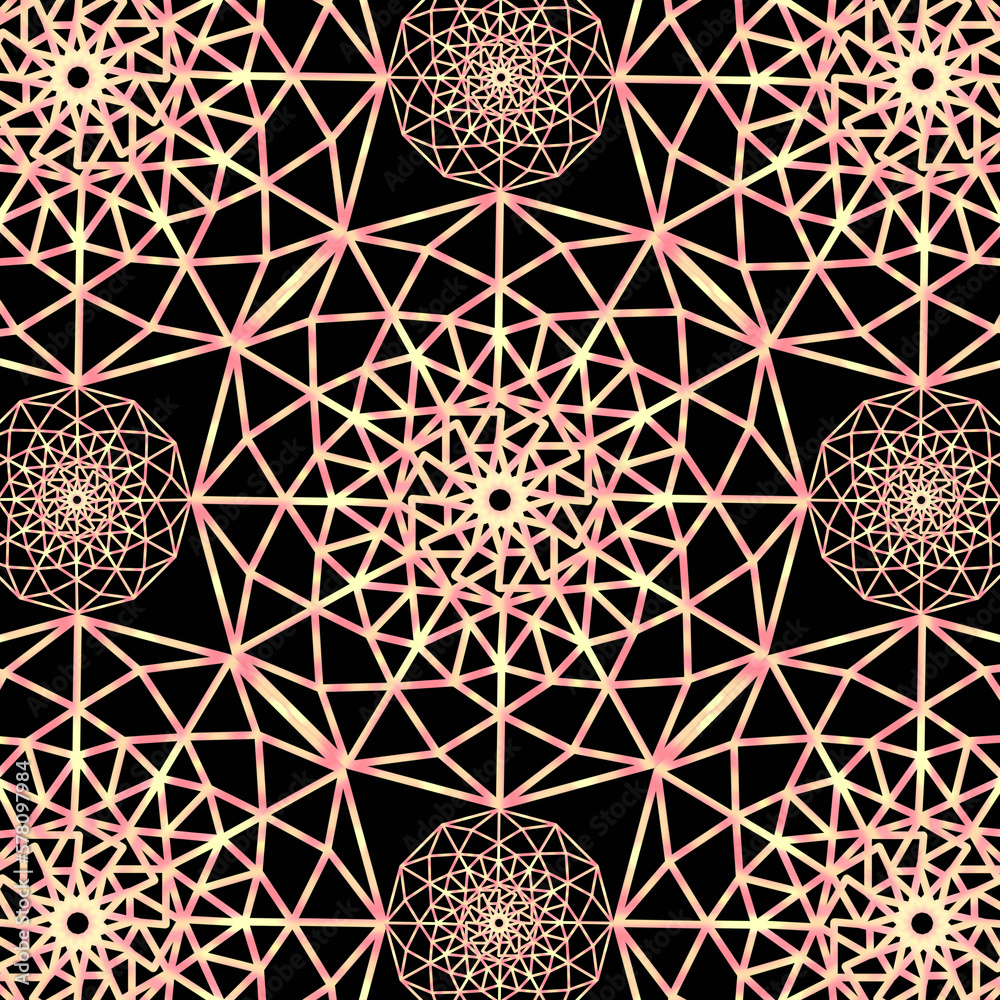 Seamless islamic geometric pattern in circular shape with triangles on ...