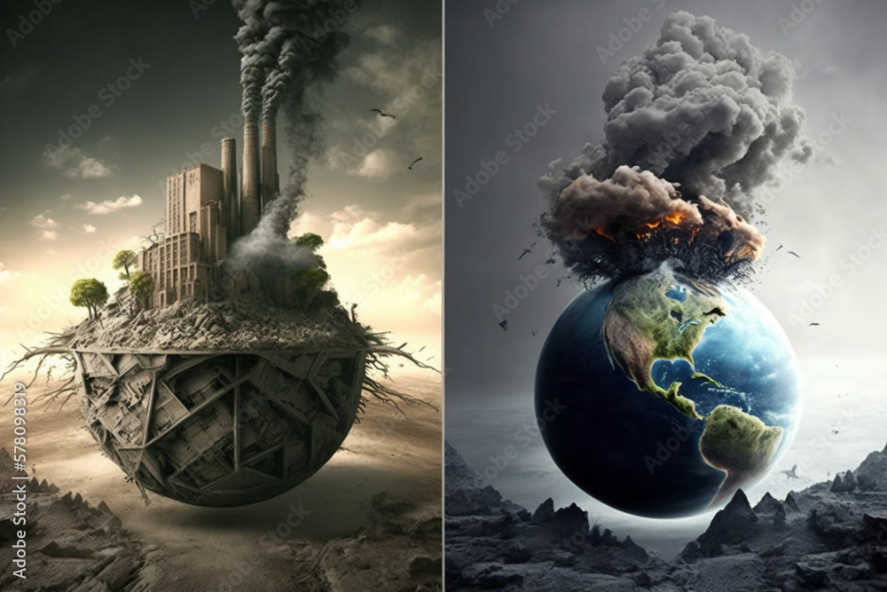 green earth vs polluted earth Stock Illustration | Adobe Stock