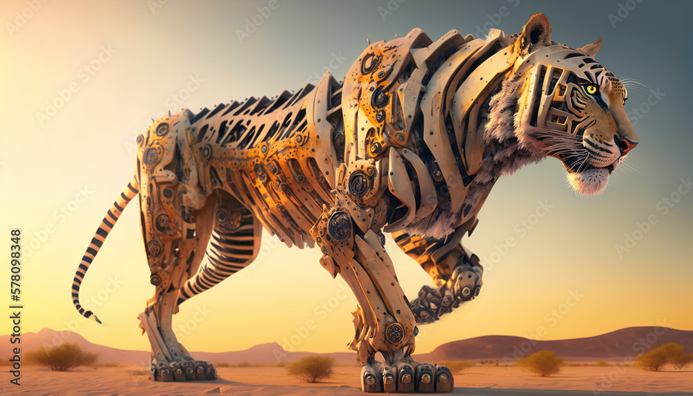 digital Tiger inspired by modern technology trends like AI ...