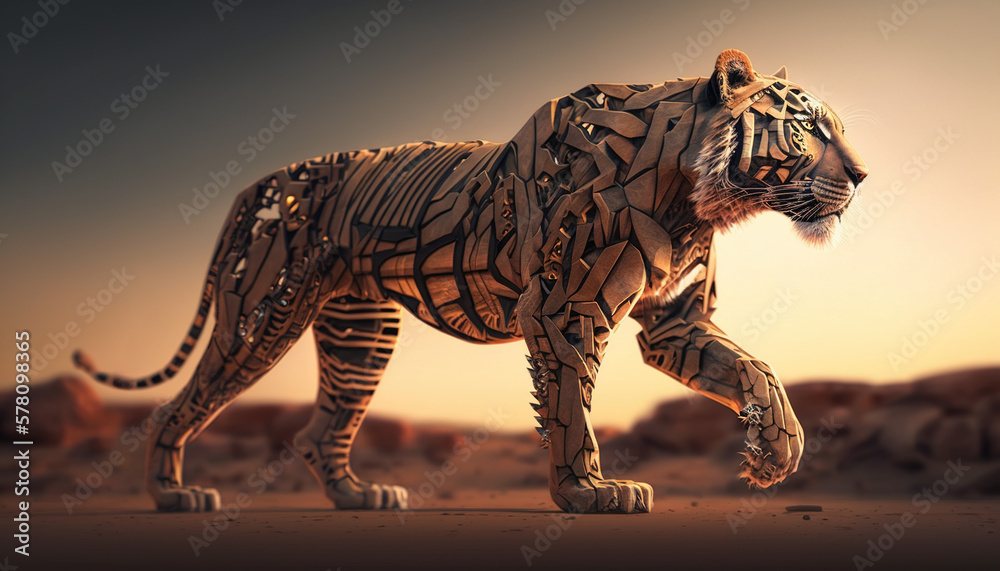 digital Tiger inspired by modern technology trends like AI ...