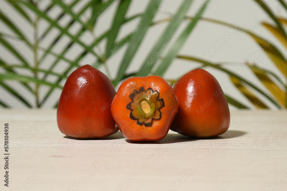 Chontaduro (Bactris gasipaes).Exotic tropical fruit of the palm tree ...