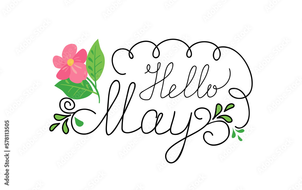 May, word. The slogan Hello May. The month of spring. May conceptual ...