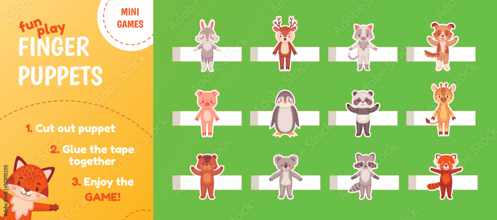 Handmade finger puppets. Child craft cutouts paper puppet toys ...