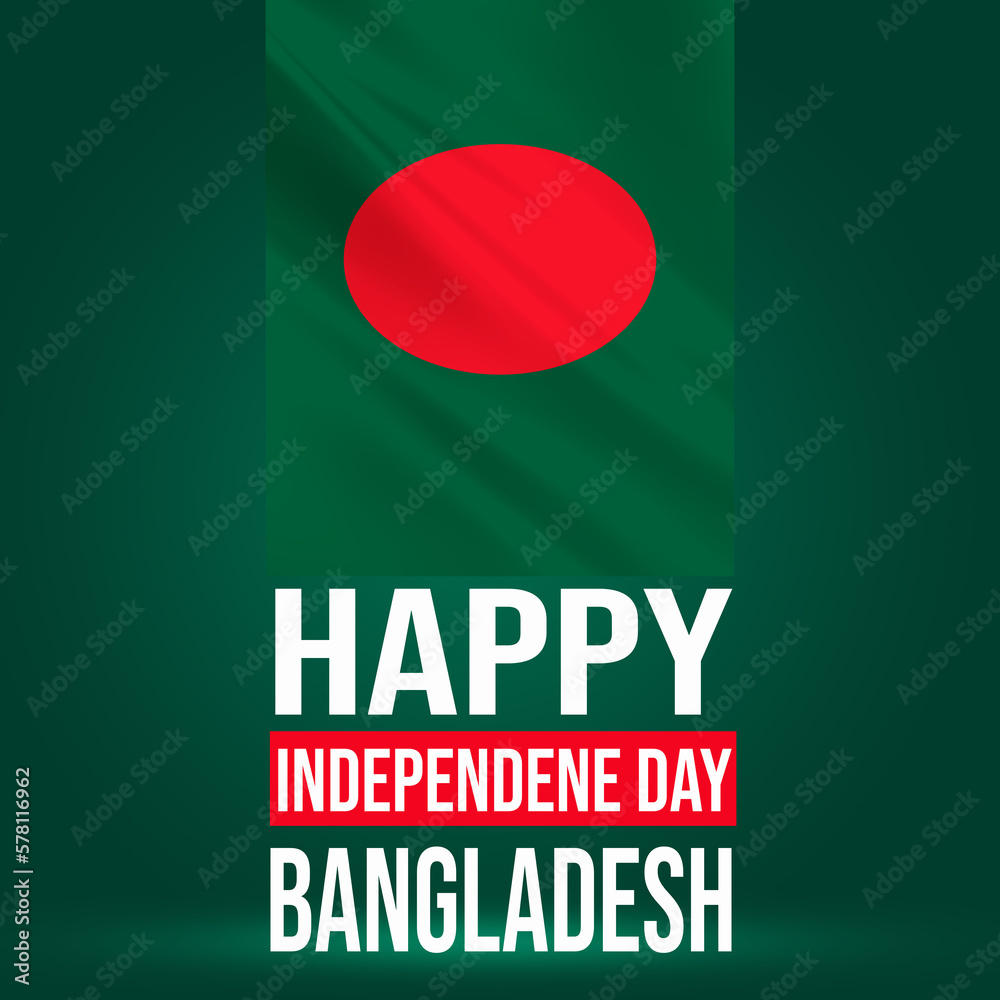 Happy Independence Day Bangladesh Wallpaper with Waving Flag. Abstract ...