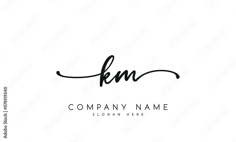 Handwriting letter km logo design on white background. Stock Vector ...