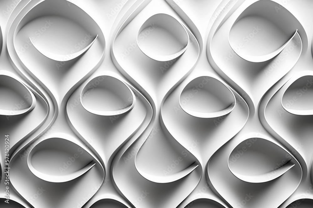 Seamless Waves: A 3D White Illustration for Decorative Wall Panels ...