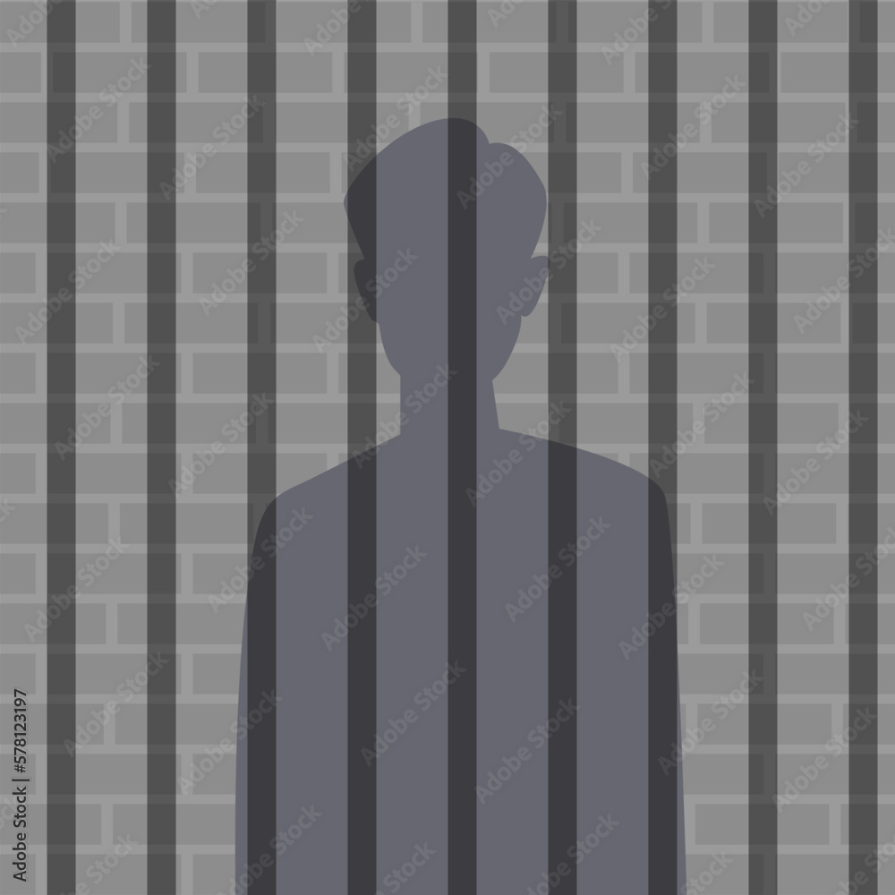 Prisoner behind bars. Convict inside prison character vector ...