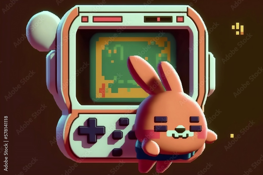 The 8-bit retro-style collapse of Bunny and Gamepad by Generative AI ...