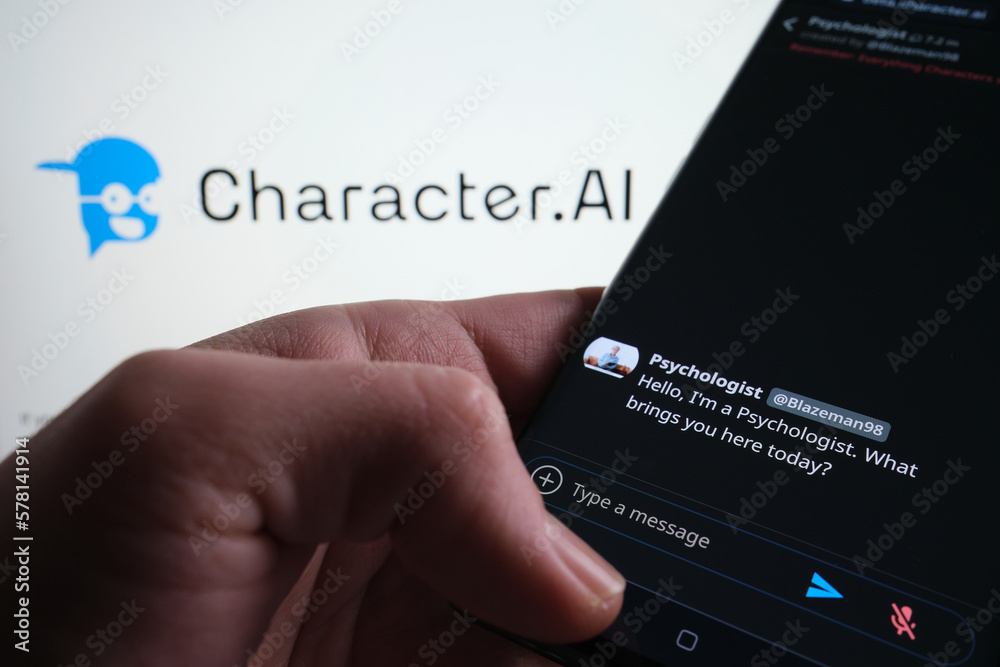 Character AI Chatbot example seen on smartphone screen. Blurred ...