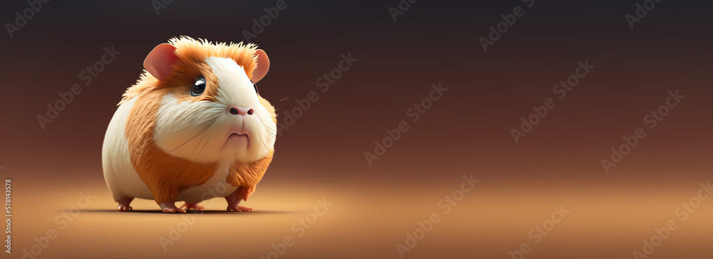 Cute Cartoon Guinea Pig with Space for Copy (Generative AI) Stock ...