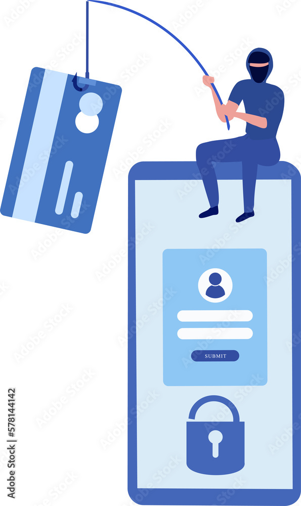 Phishing scam, hacker crime attack and personal data security concept ...