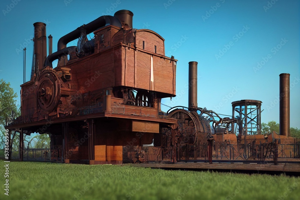 ภาพประกอบสต็อก James Watt Steam Engine. 3D Rendering Illustration of a ...