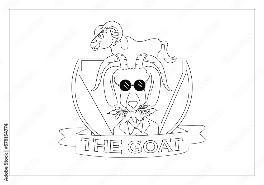 Hand Drawn The Goat Illustration Coloring Book Stock Vector | Adobe Stock