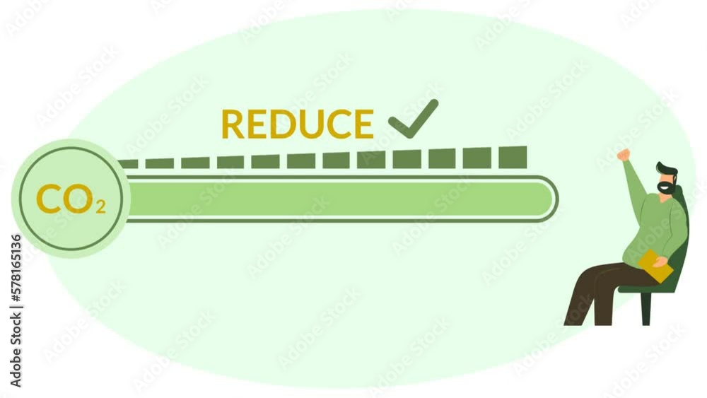 CO2 Reduce and Environment protection Concept Green icon animation ...