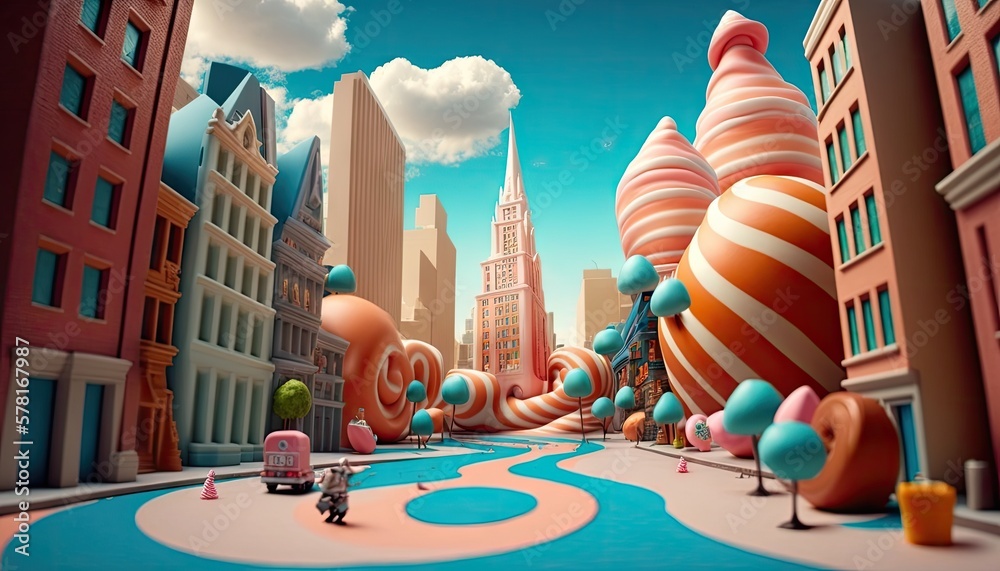 Fantasy candy land with colorful made of candy. Created with Generative ...