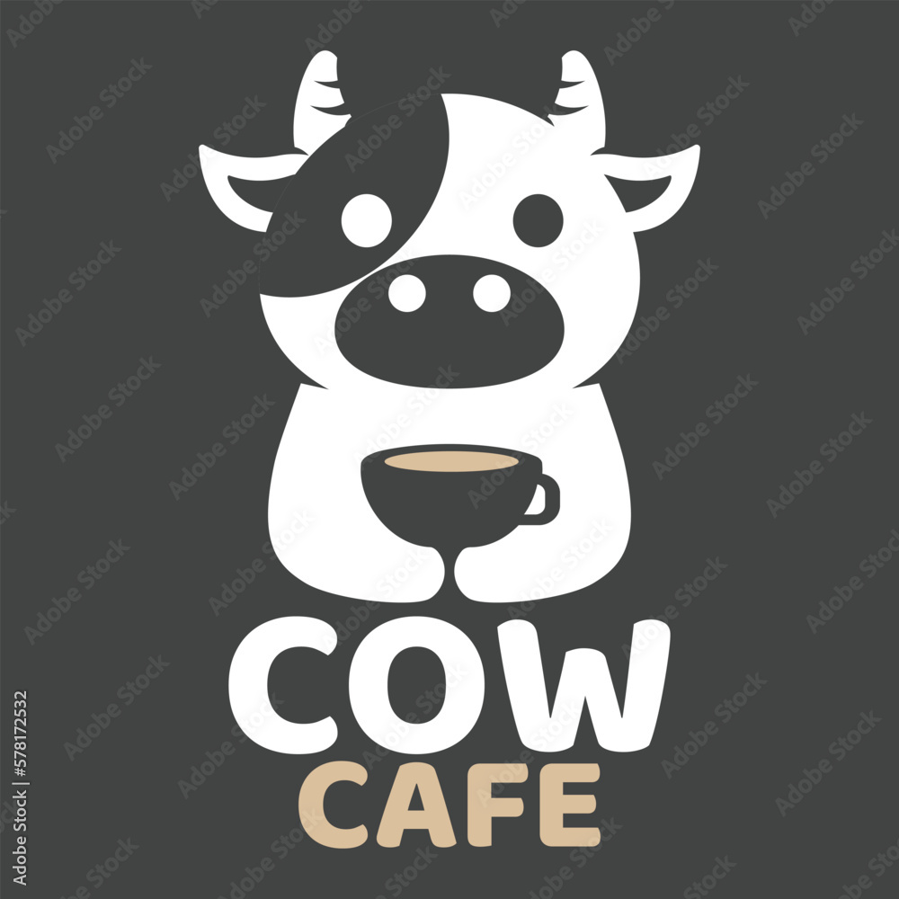 Modern mascot flat design simple minimalist cute cow logo icon design ...