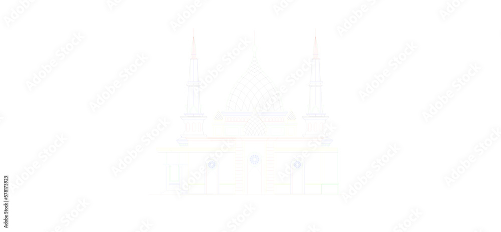 Sketch vector illustration of the holy mosque where Muslims pray Stock ...