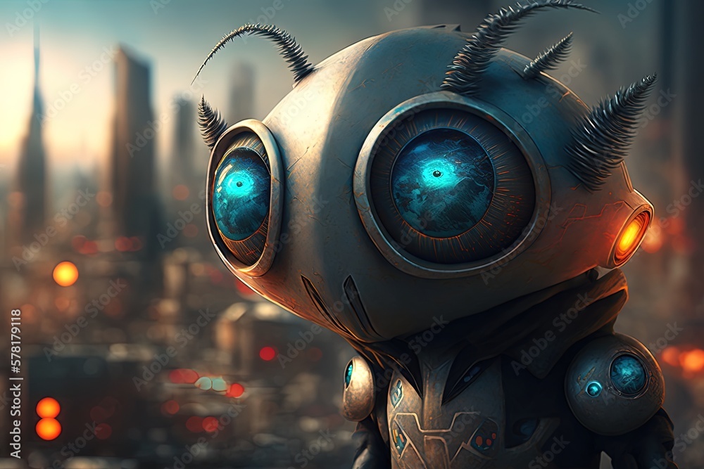 Apocalyptic metropolis in the backdrop of a sci-fi artwork of a monster ...